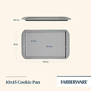 Farberware Nonstick Bakeware, Nonstick Cookie Sheet / Baking Sheet - 10 Inch x 15 Inch, Gray