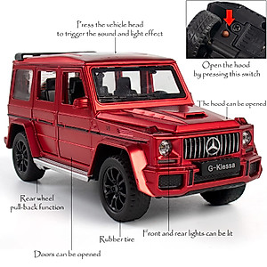 iLooboo Alloy Collectible Red Benz G63 AMG Toy Vehicle Pull Back Die-Cast Car Model with Lights and Sound