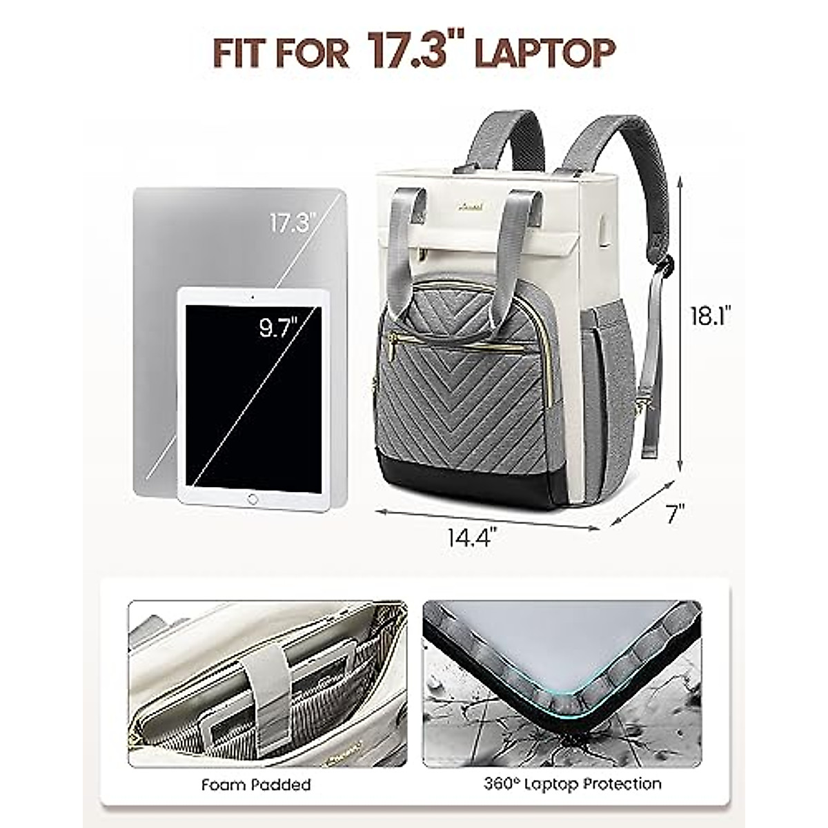 LOVEVOOK Laptop Backpack for Women, 17 Inch Work Laptop Bag Teacher Nurse Backpack, Wide Open Travel Backpack Purse Convertible Business Computer Tote Daypack with USB Port