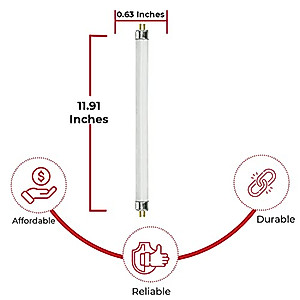 BULBMASTER F8T5 CW Fluorescent Bulbs 12 Inch - F8 T5 8W Cool White 4100K Fluorescent 12" Under Cabinet Light Bulbs Linear T5 380 Lumens - Under The Counter Small Fluorescent Light Bulb - Pack of 6