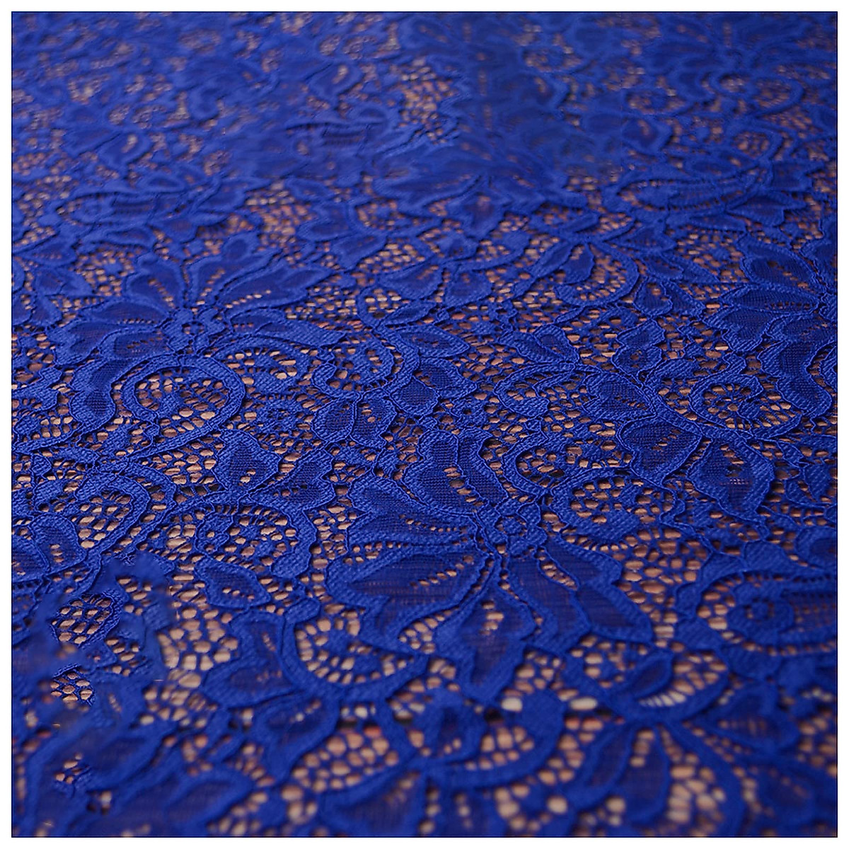Lace Fabric for Dressmaking for Floral Bridal Wedding Dress Flower Fabric Table Cloth DIY Crafts Clothing Curtains 150 Cm Wide Sold by The Meter(Color:Royal Blue)