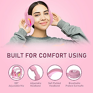 Gaming Headset with Microphone for PS4 PC Xbox One PS5 Controller,Noise Cancelling Over Ear Headphones with Adjustable Mic,Breathing RGB Light,Bass Surround,Soft Memory Earmuffs for Laptop Mac(Pink)