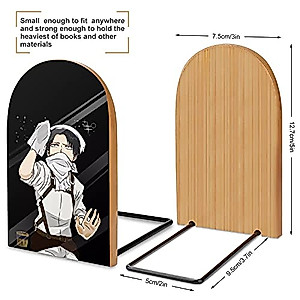 Anime Attack on Titan Wood Bookends for Shelves Office Book Stand Non-Skid Book Ends for Books Movies CDs 3 x 5 x 3.7 in (1 Pair/2 Pieces)