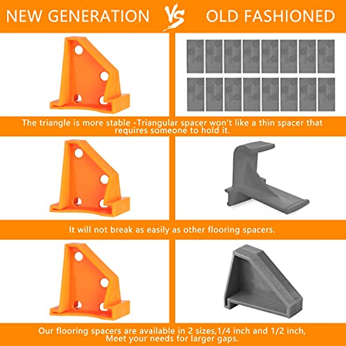 30 Pieces Flooring Spacers, Laminate Wood Flooring Tools Installation Kit with 1/4" & 1/2" Gap for Vinyl Plank, Laminate Wood, Hardwood & Floating Floor Installation