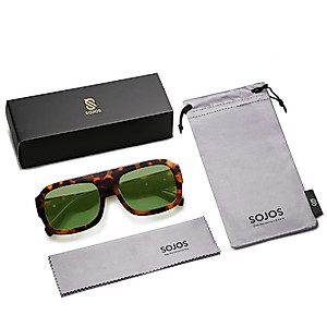 SOJOS Trendy Square Aviator Sunglasses for Womens Mens Polarized Plastic Frame Flat Top Designer Inspired Shades UV400 Sun Glasses SJ2281