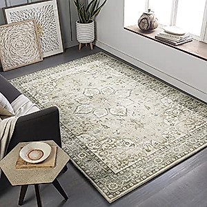 Mark&Day Area Rugs, 8x10 Heiereind Traditional Cream Area Rug, Cream Green Grey Carpet for Living Room, Bedroom or Kitchen (7'6" x 9'6")