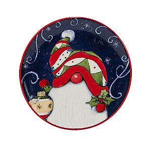 Certified International Holiday Magic Gnomes 6" Canape/Luncheon/Snack Plates, Multicolor, Small, Set of 4