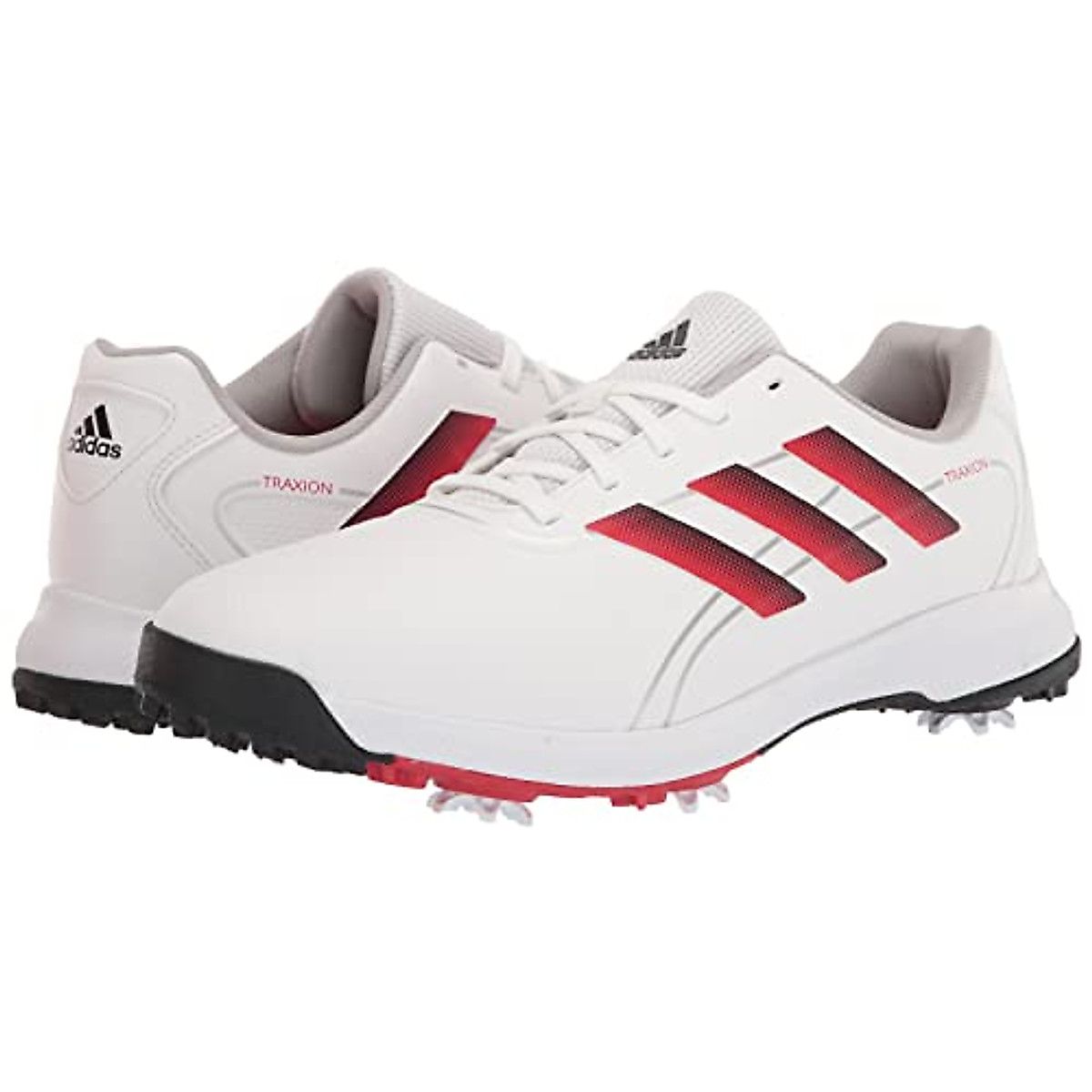 adidas Men's Traxion LITE MAX Wide Golf Shoes, Footwear White/Core Black/Vivid Red, 12.5