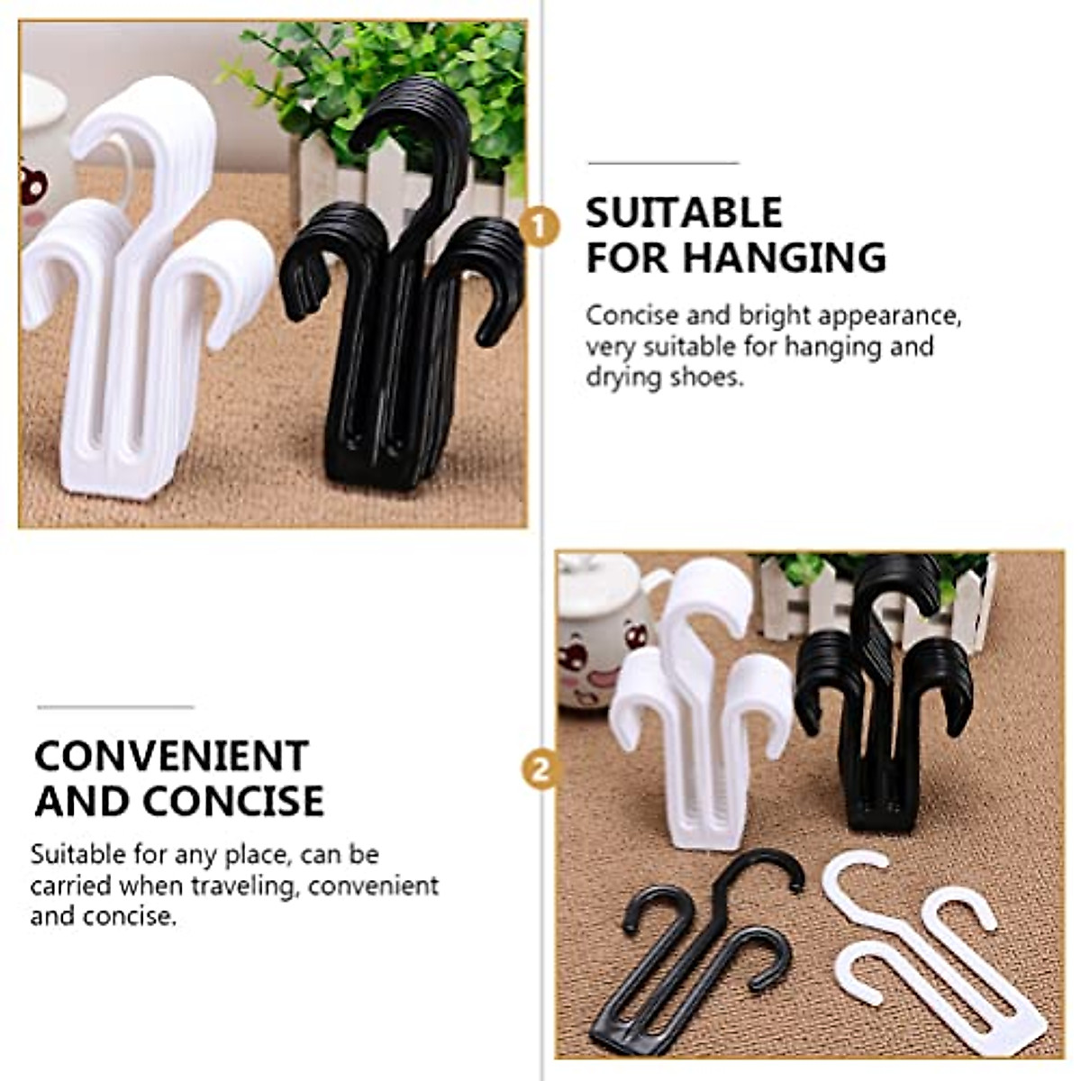 LIOOBO Sneaker Rack Bike Shoe Holder Drying Rack: 24pcs Plastic Cycle Shoe Hanger Towel Hooks Double Hooks Hanging Shoe Organizers Sneaker Shelf