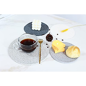 X Large 10 Inches Potholders Set 5 Pcs Trivets Set 100% Cotton Hand Woven Round Place Mats for Kitchen Absorbent, Insulated, Scratch Free Table Protection 2 Pcs 10" and 3 Pcs 7"