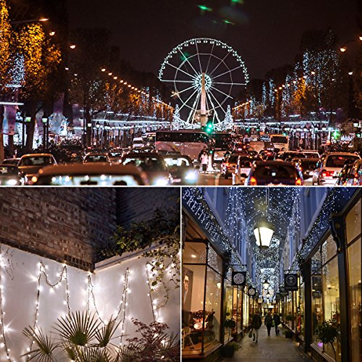 Lalapao Battery Operated 200 LED String Lights with Automatic Timer Fairy Christmas Lighting Decor for Outdoor Indoor Xmas Tree Garden Patio Lawn Outside Home Party Landscape Decorative (White)