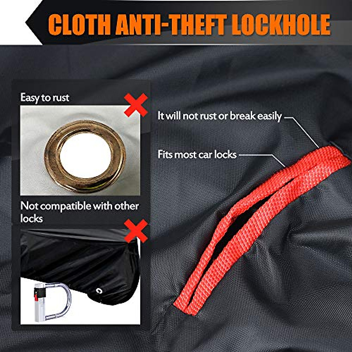 MICTUNING Motorcycle Cover Waterproof Outdoor 210D Oxford 104 Inch All Season Universal - Dirt Bike Cover Sun Protection Tear-Proof Windproof with Cloth Lock-Holes & Reflective Strip(104’’×41’’×49’’)