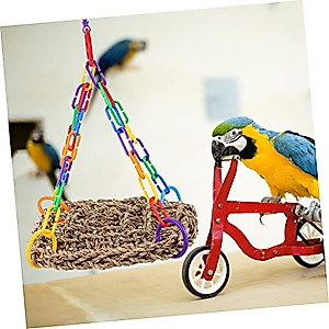 Ipetboom Ladder Cage Parakeet Mat Parakeets Swing for Cockatiel Net Rope Foraging Conure Toy Seagrass Climbing Supply Parrots Parrot Perch Chew Stand Swings Hooks Toys Woven