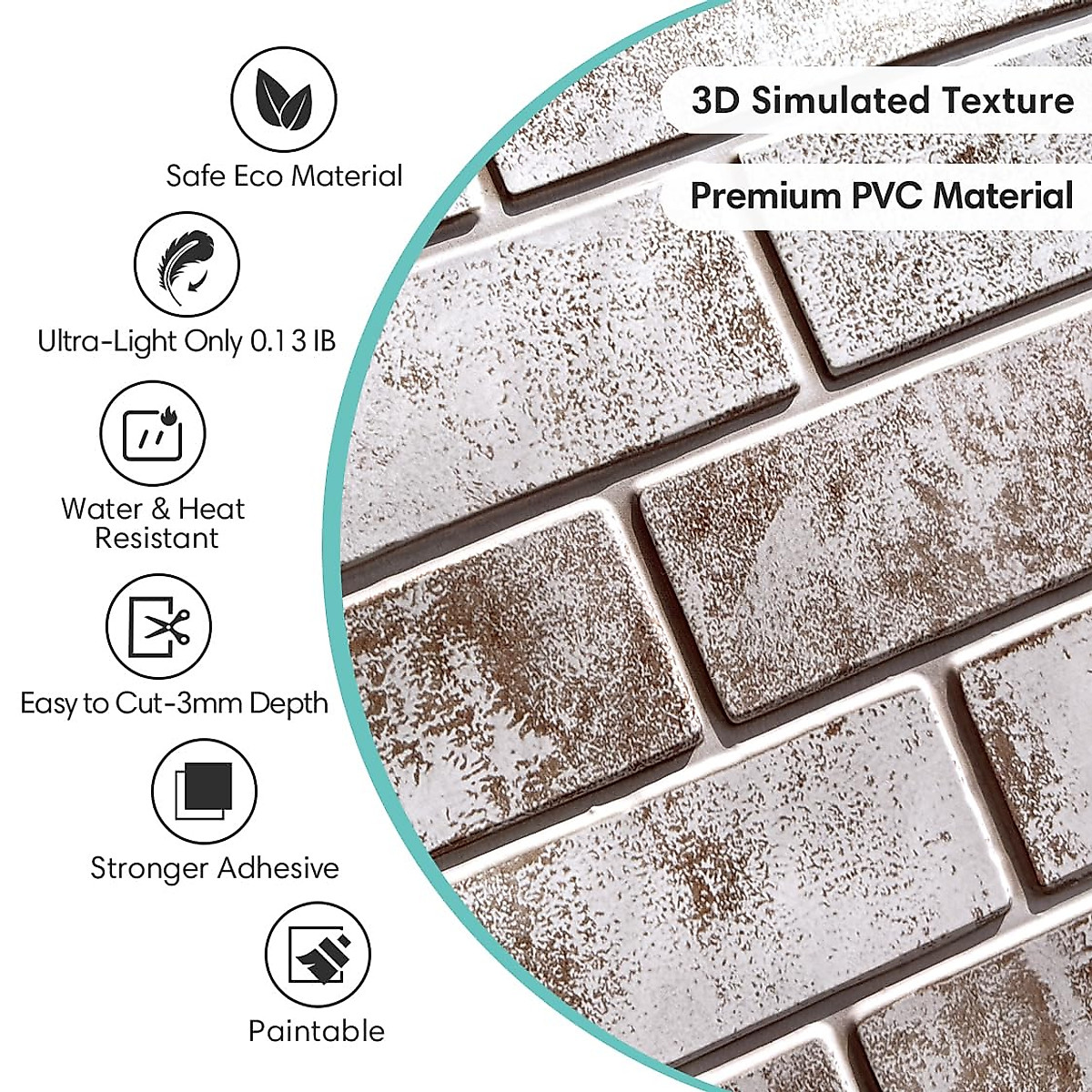 Commomy 10 Pcs 3D Faux Brick Wall Panels -11.8"X11.8" Small Size PVC Brick Peel and Stick Tiles Farmhouse DIY Self-Adhesive Wall Tile Faux Brick Paneling for Fireplace,Living Room,Bedroom,RV, Kitchen