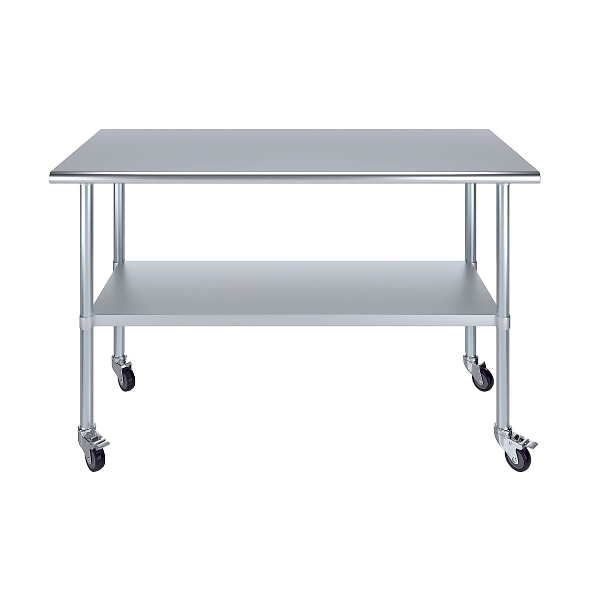 AmGood 24 in. x 60 in. Stainless Steel Work Table with Wheels | Metal Kitchen Food Prep Table | NSF