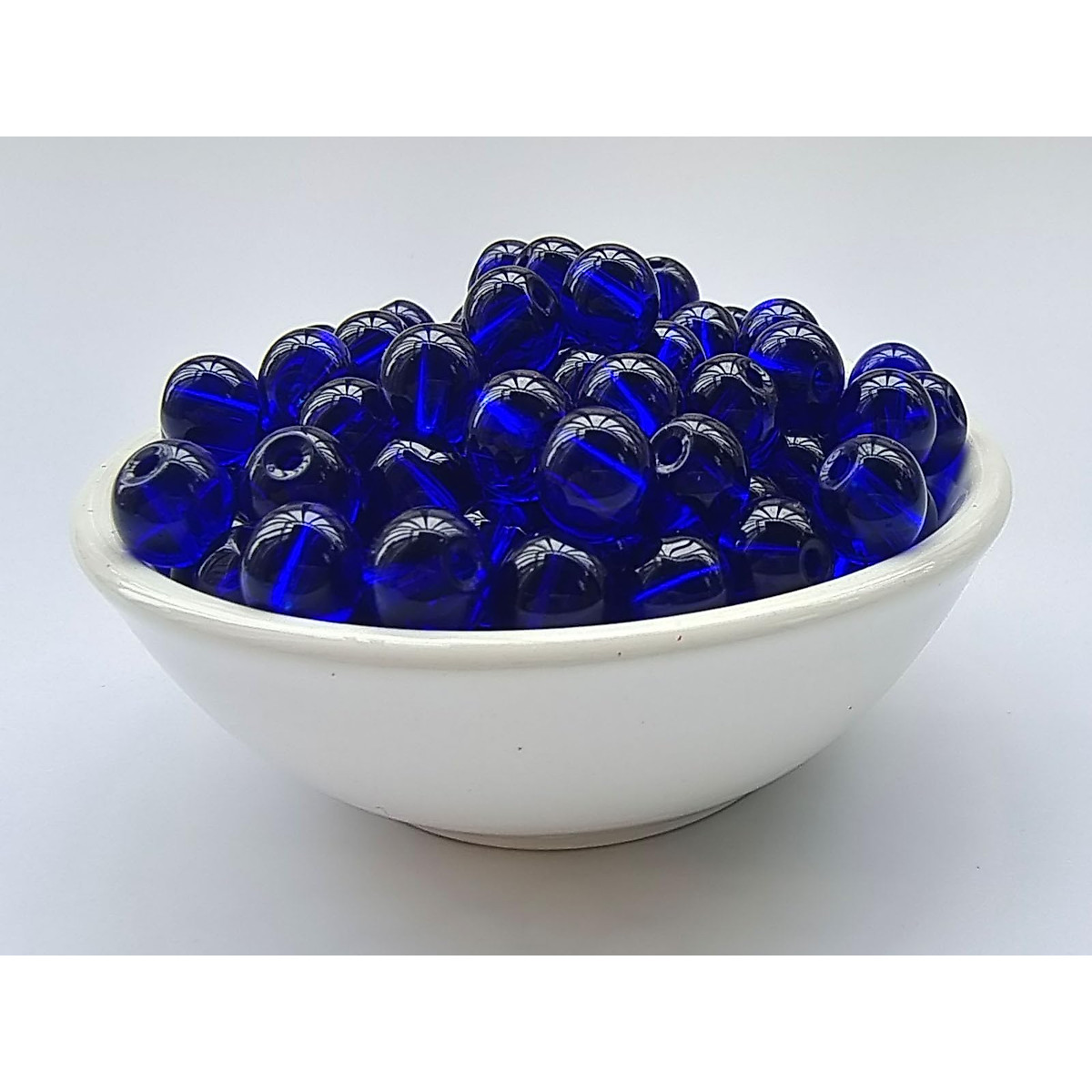 Glass Beads 8mm 100pcs Round Smooth Loose Beads for Bracelet Necklace Jewelry Making Craft DIY （8mm, 50805 Dark Blue）