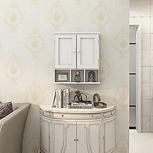 TaoHFE Bathroom Cabinet,Bathroom Wall Cabinet with 2 Door Adjustable Shelves,Over The Toilet Storage Cabinet,White Bathroom Cabinet Wall Mounted,Medicine Cabinets for Bathroom Laundry Room Kitchen