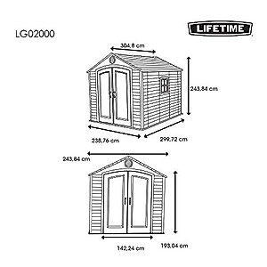 Lifetime 6405 Outdoor Storage Shed with Window, Skylights, and Shelving, 8 by 10 Feet