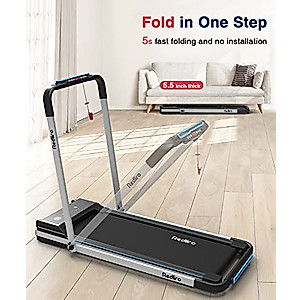 REDLIRO Under Desk Treadmill, 2 in 1 Motorized Portable Foldable Treadmill Compact Fold Up Walking Pad, Sturdy Folding for Small Space with Remote Control, LED Display Home & Office Use