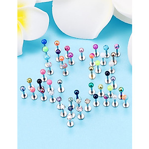 Vsnnsns 16G Lip Rings Stainless Steel Labret Monroe Lip Rings Nail Cartilage Tragus Helix Earrings Studs Ring Medusa Piercing Jewelry for Women Men 8mm