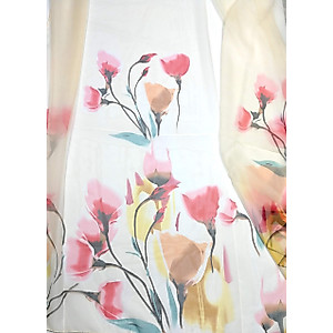 Shanlin Super Large Silk Feel Flower Floral Scarves for Women in Gift Box (Tulips-Yellow)