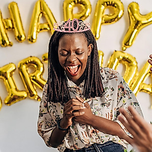 FRCOLOR 40th Birthday Tiara Crystal Rhinestone Crown Princess Crown and Tiaras for Women(Rose Gold)