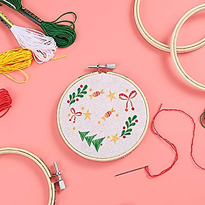 Caydo 12 Pieces 3 Inch Wooden Round Embroidery Hoops Adjustable Circle Cross Stitch Hoop Ring Bulk for Home Ornaments, Art Craft Handy Sewing