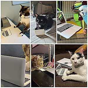 ebuddy Mini Dollhouse Toy Cat Laptop Tiny Fake Computer Mirror for Cat (White)