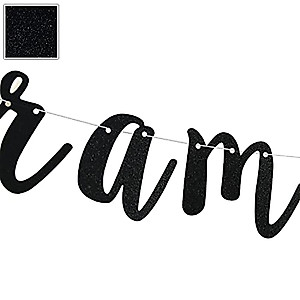 Ramadan Mubarak Banner, Ramadan Decor, Eid Mubarak, Eid Wall Hangings, Muslim Ramadan Party Decoration Supplies Black Glitter.