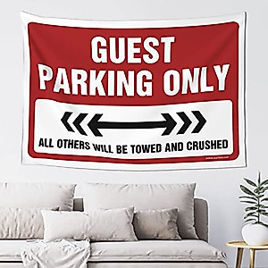 Man Cave Rules Guest Parking Only Tapestry Space Decor Vintage Decor (Size : 75X100CM)