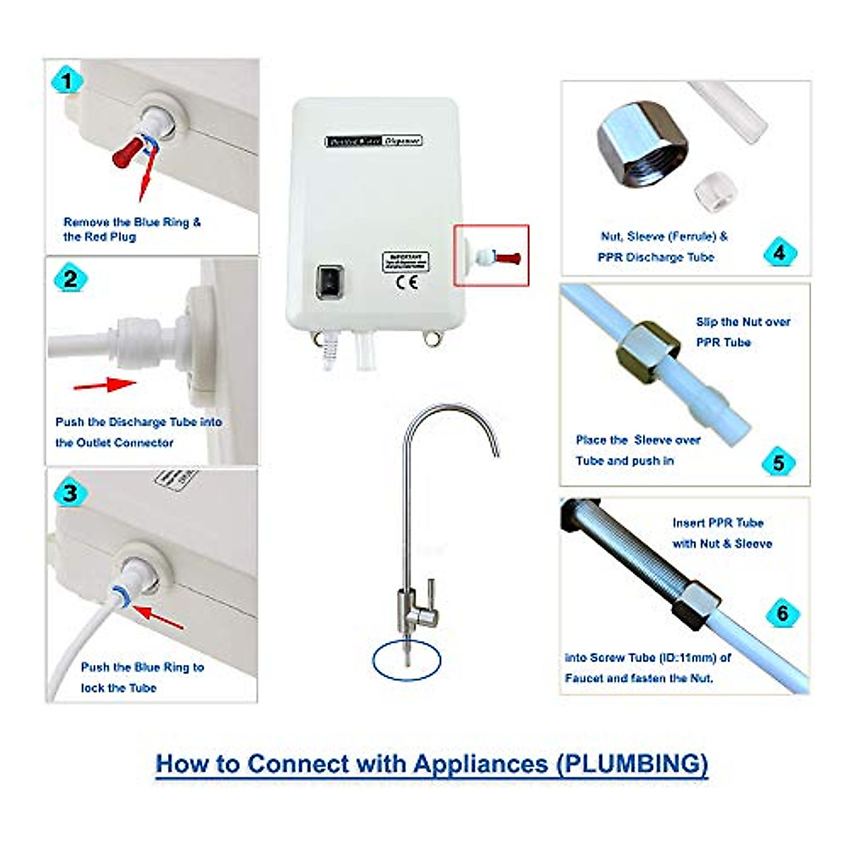 110V Drinking Water Pump for 5 Gallon Bottle Dispenser Pump System for Refrigerator Ice Maker Coffee Machine Faucet (Classic- Dual Inlet)
