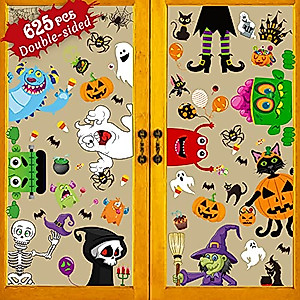 625PCS Halloween Decorations Window Clings - Hallowmas Ghost Spider Bat Pumpkin Monster Peeking Decals Party Supplies Decor