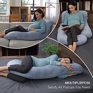 MOON PARK Pregnancy Pillows for Sleeping - U Shaped Full Body Maternity Pillow with Removable Cover - Support for Back, Legs, Belly, Hips - 57 Inch Pregnancy Pillow for Women - Grey