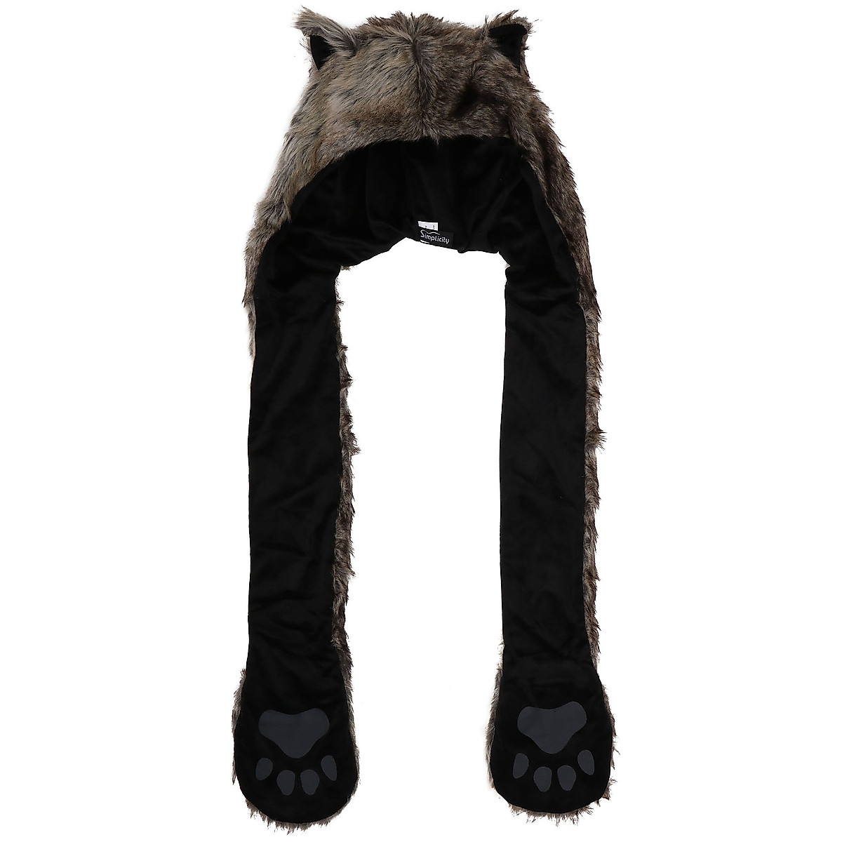 Simplicity Cute Hats Caps Animal Beanie Hats with Scarf and Gloves, Grey Wolf