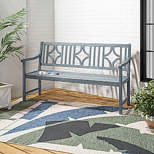 JONATHAN Y BNH100B Sloane 59.1" 3-Seat Ogee Diamond-Back 600-Lbs Support Acacia Wood Outdoor Garden Patio Bench for Garden, Lawn, Backyard, Pool, Deck, Beach, Firepit, Gray