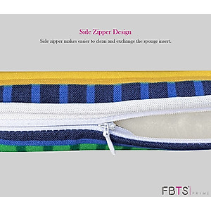 FBTS Prime Outdoor Seat Cushions Set of 2 Patio Chair Cushions with Ties 16x17 Inch Green Stripe U-Shape Chair Pads for Outdoor Patio Furniture Garden Home Office