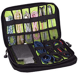 Senkoovi Electronic Organizer Travel Cable Organizer Electronics Accessories Cases for 7.9'' iPad Mini, Cables, Chargers, Travel USB Chargers, Cellphones, SD Card Black (Black)