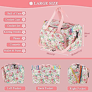 Coopay Yarn Storage Crochet Bag, Large Capacity Yarn Bag for Yarn and Knitting & Crochet Supplies, Knitting Bag with Detachable Shoulder Strap, Beautiful & Portable Knitting Tote Bag(Bag Only)