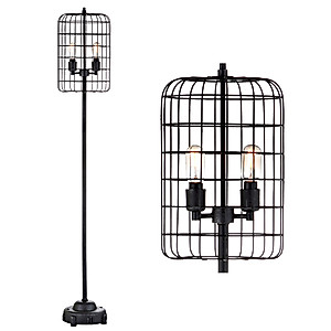 JONATHAN Y JYL4030A Odette 65" Industrial Metal Floor Lamp Industrial,Rustic,Transitional for Bedrooms, Living Room, Office, Reading, Black/Silver