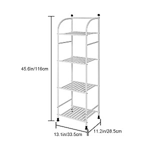 Isyunen 4 Tier Bathroom Storage Open Shelf Unit,Storage Shelf Rack,Free-Standing Metal Corner Rack Shelving for Bathroom,Kitchen, Living Room, Hallway,Display Bath Essentials, Planters, Books