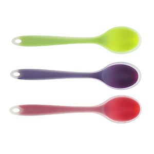 SM SunniMix 3pcs Semi-transparent Silicone Spoon Soup Spoon Coffee Milk Teaspoon
