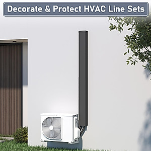 Flamorrow Metal Line Set Cover Kit, Decorative AC Line Cover Kit for Mini Split Air Conditioners and Central AC, Heat Pump Systems, 6 x 4 inch, Black
