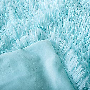 Reafort Luxury Long Hair Shaggy PV Fur Faux Fur Oversized Throw Blanket (60"X70" Throw, Aqua)