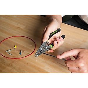 Greenlee 1955-SS Stainless Steel Wire Stripper for 10-18 AWG Solid and 12-20 AWG Stranded, Heavy-Duty Stripper, Cutter, and Crimper Tool