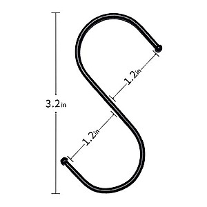 S-Shaped Hooks 20 Pack 3.2 Inches Black Heavy Metal S-Shaped Hooks Suitable for Kitchen Bathroom Office Garden or Outdoor Activities