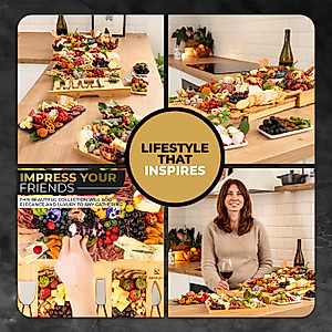 MARVELHAUS Large Charcuterie Board 19 pcs accessories, Cheese Board With Mountain Scene, Cheese Board & Knife Set, Bamboo Charcuterie Boards, Cheese Servers-Unique House Warming New Home, Wedding Gift