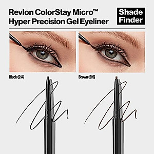Gel Eyeliner by Revlon, ColorStay Micro Hyper Precision Eye Makeup with Built-in Smudger, Waterproof, Longwearing with Micro Precision Tip, 215 Brown, 0.01 Oz