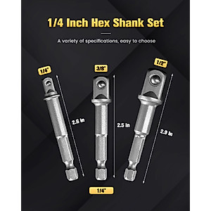 BOEN 38 Piece Set, Including 1/2" Drive Deep Impact Socket with Durable Case, 1/4", 3/8", 1/2" Size Impact Grade Socket Adapter Set with Bit Holder, 6 Point Design