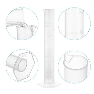 AKOLAFE 20 Pack 50 ml Graduated Cylinder Set Plastic Graduated Cylinder for Hydrometer Test Tubes Clear Lab Cylinders with Raised Marking & Spout Measuring Cylinder Flask Beaker for Chemistry Science
