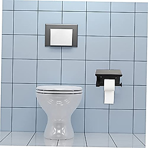 OSALADI 1PC Bathroom Tissue Holder Toilet Tissue Holder with Shelf Paper Towel Holder Mount Wall Mounted Shelves for Storage Simple Toilet Paper Stand Stainless Steel Cabinet Punch Hole